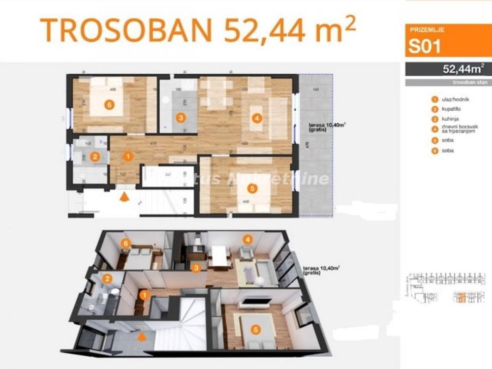 Trosoban stan na prodaju, 52m2, 139.260€