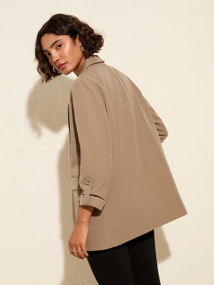 Moka Neutralan - Friends Like These Edge to Edge Elegantno krojen Sleeve Detail Sako
