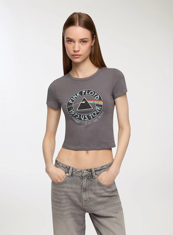 Crop majica Pink Floyd® Tamnosiva