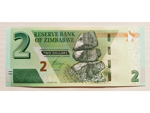Zimbabwe 2 dollars. Unc, 2019 godina