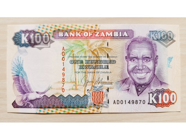 Zambia 100 kwacha. Unc, 1991 godina