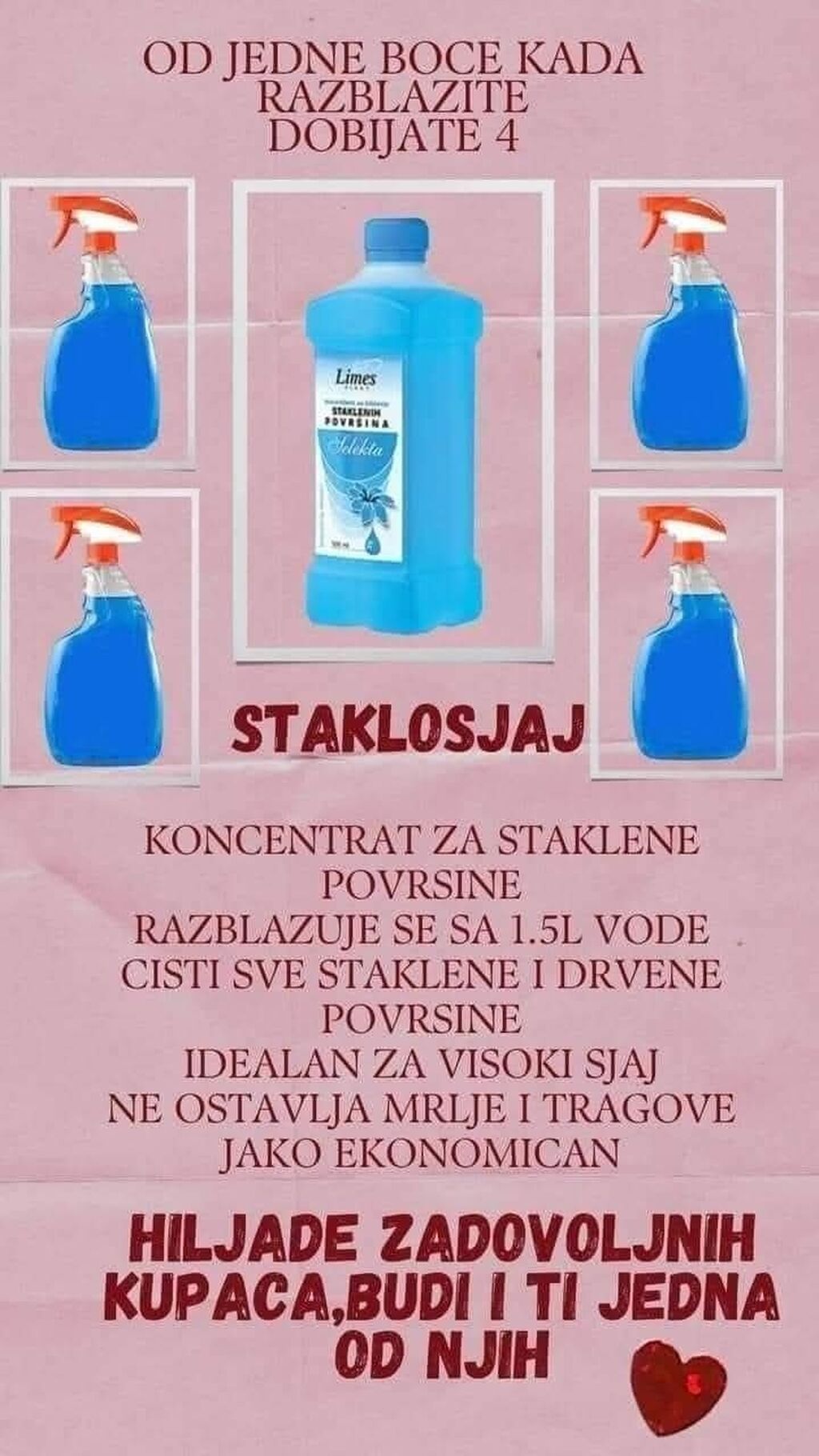Limes Staklosjaj je koncentrat za čišćenje staklenih i drvenih