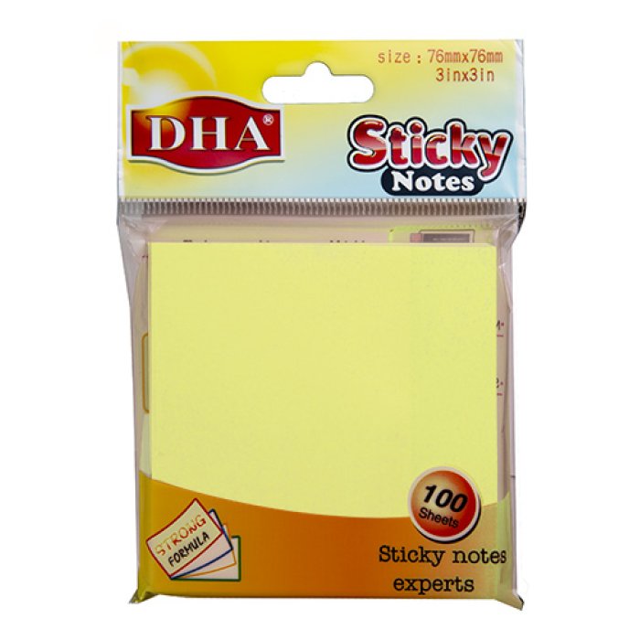 Stiker DHA 76x76 žuti neon 100 listova