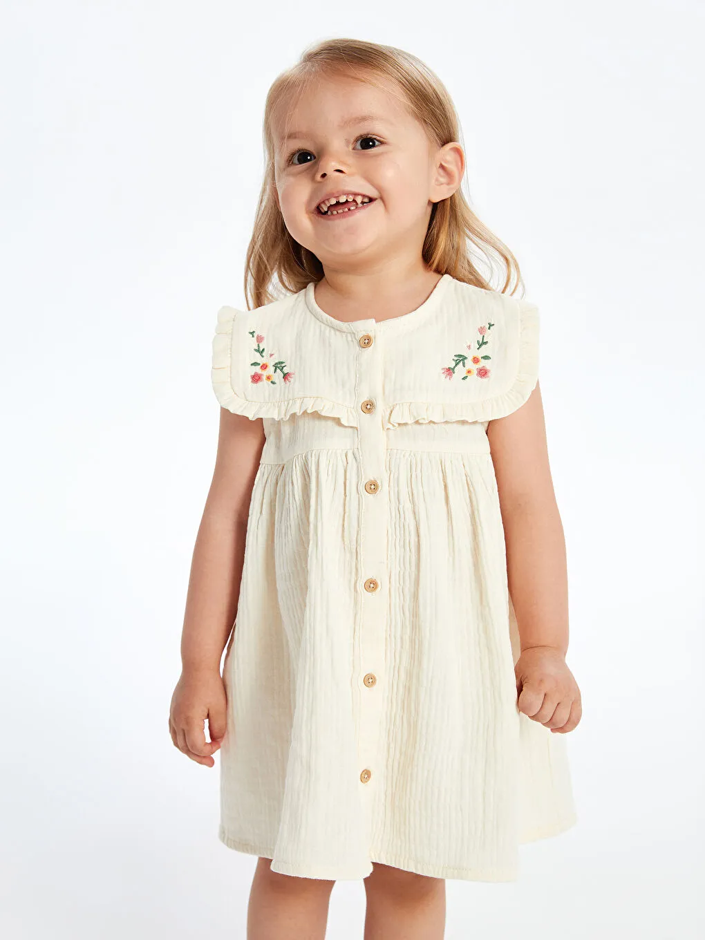 LCW baby Cvetno Vezena Muslin Haljina Za Bebe Devojčice