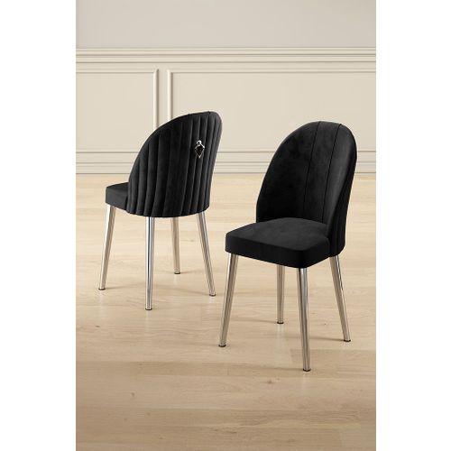 Mara - Black, Chrome Black Chrome Chair Set (6 Pieces)