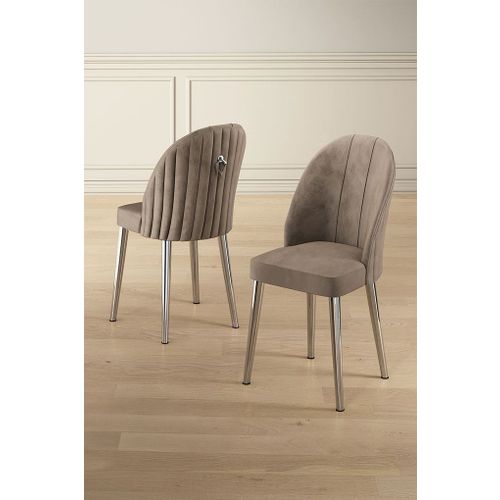 Mara - Cappuccino, Chrome Cappuccino Chrome Chair Set (6 Pieces)