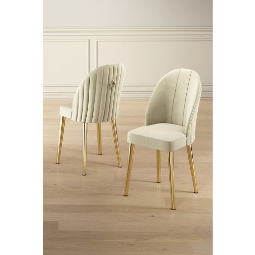 Mara - Cream, Gold Cream Gold Chair Set (6 Pieces)