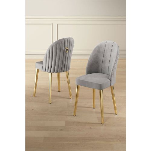 Mara - Grey, Gold Grey Gold Chair Set (6 Pieces)