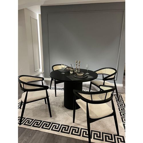 Moon - Black, White Black White Dining Table & Chairs Set (5 Pieces)