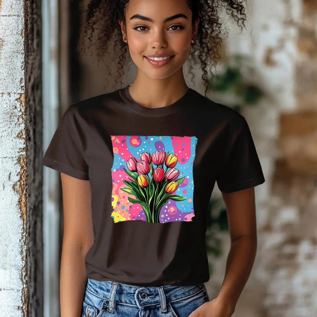 Camiseta Majica sa štampanim printom Cam 955, Ženska, Čokolada