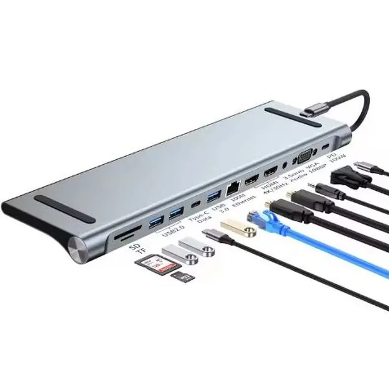 E-GREEN USB Hub, 12 portova, Sivi