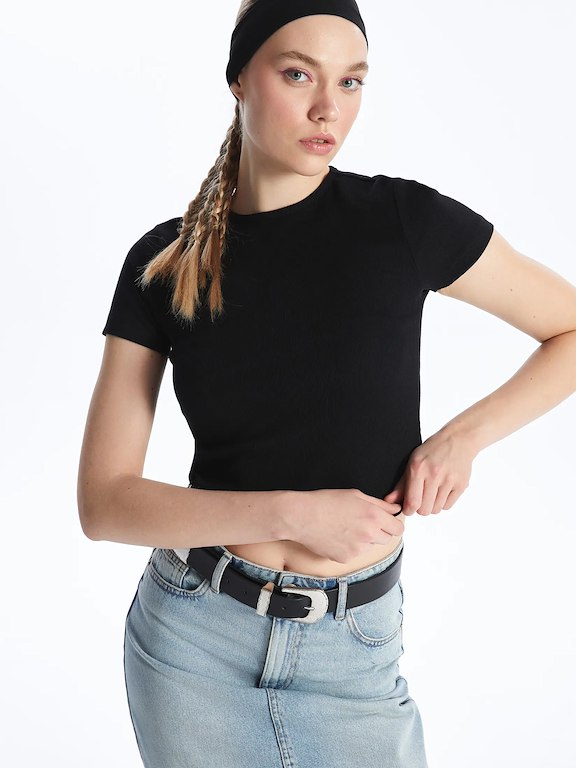 LC Waikiki Ženski Crop Top S48694Z8-CVL, Crni