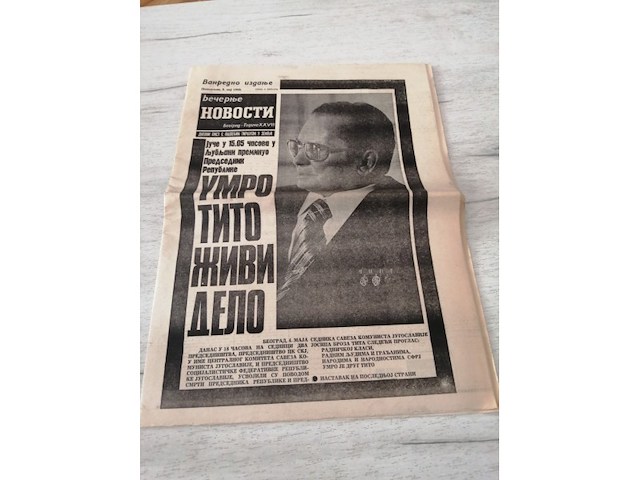 Večernje novosti Tito - 5. maj 1980.