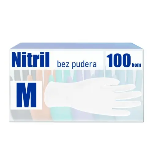 hipermed Nitrilne rukavice bez pudera bele M 100 komada