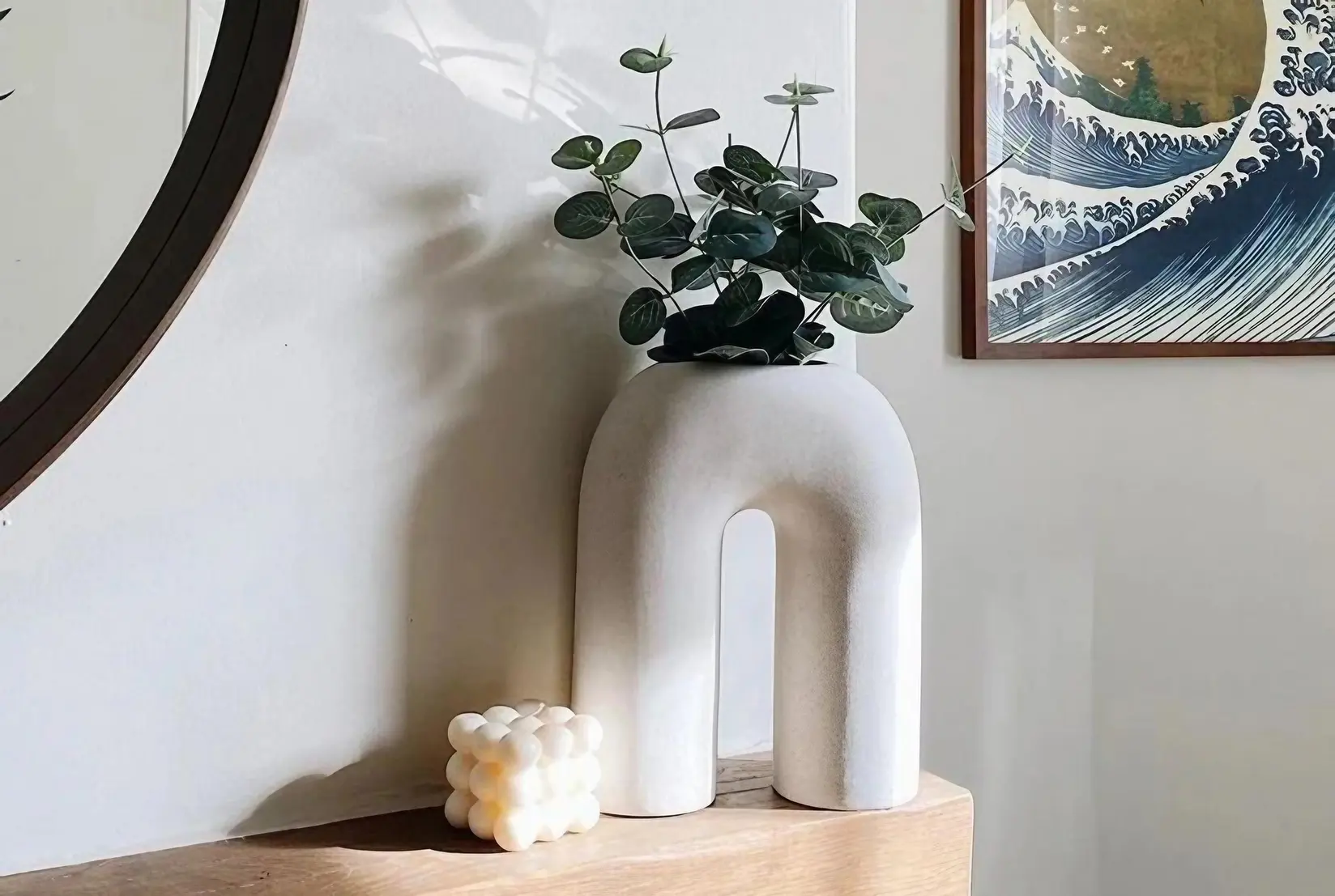 Aberto Design Vaza CY0073, 16x5x20 cm, Bež