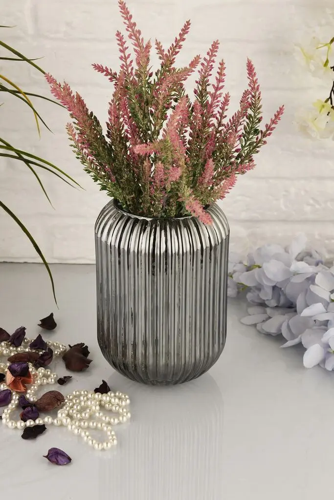 Aberto Design Vaza Line D20F, 10x20x10 cm, Srebrne boje