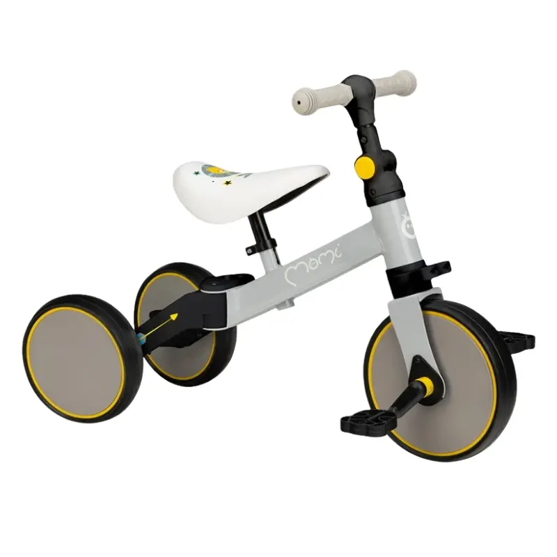 MoMi Loris tricikl za decu 4u1 Grey Yellow