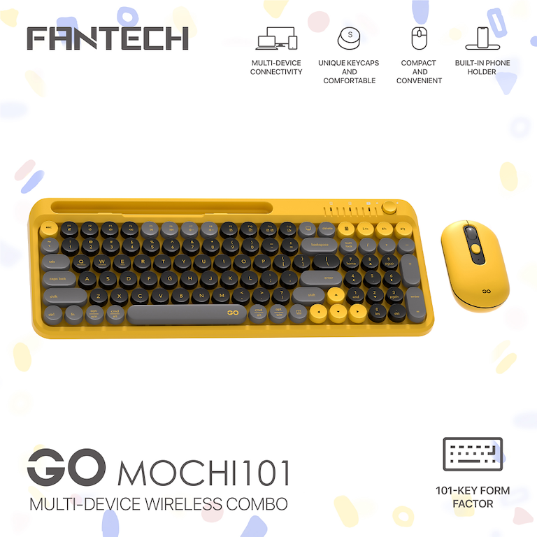 Combo mis tastatura wireless Fantech WK-899 GO mochi101 zuta