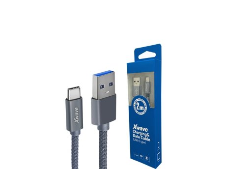 Xwave Kabl USB 3.1 na TIP-C 3.1 muško-muški 2M 3A,AI,upleteni,tamno sivi