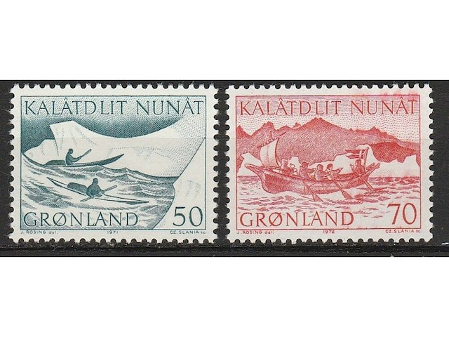 Grenland-1971-Post transport, Kayak, Rowing Boats - MNH