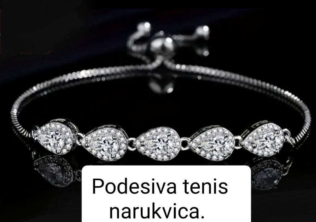 Prelepa kvalitetna posrebrena podesiva tenis narukvica sa