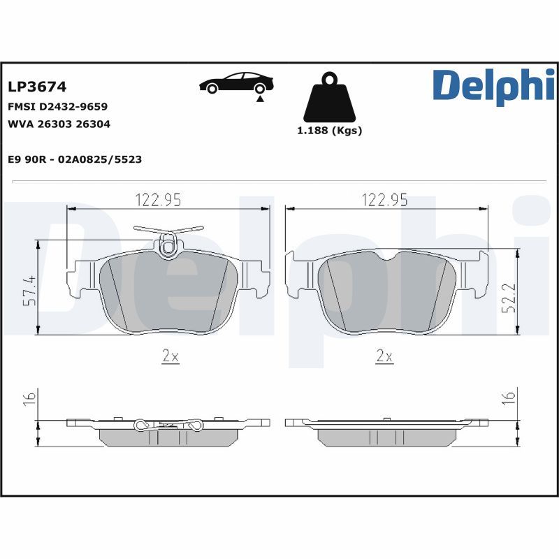 Komplet pločica, disk-kočnica DELPHI LP3674
