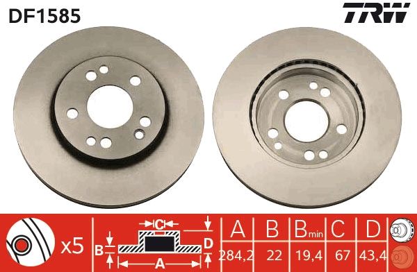 Kočioni disk TRW DF1585