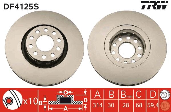 Kočioni disk TRW DF4125S