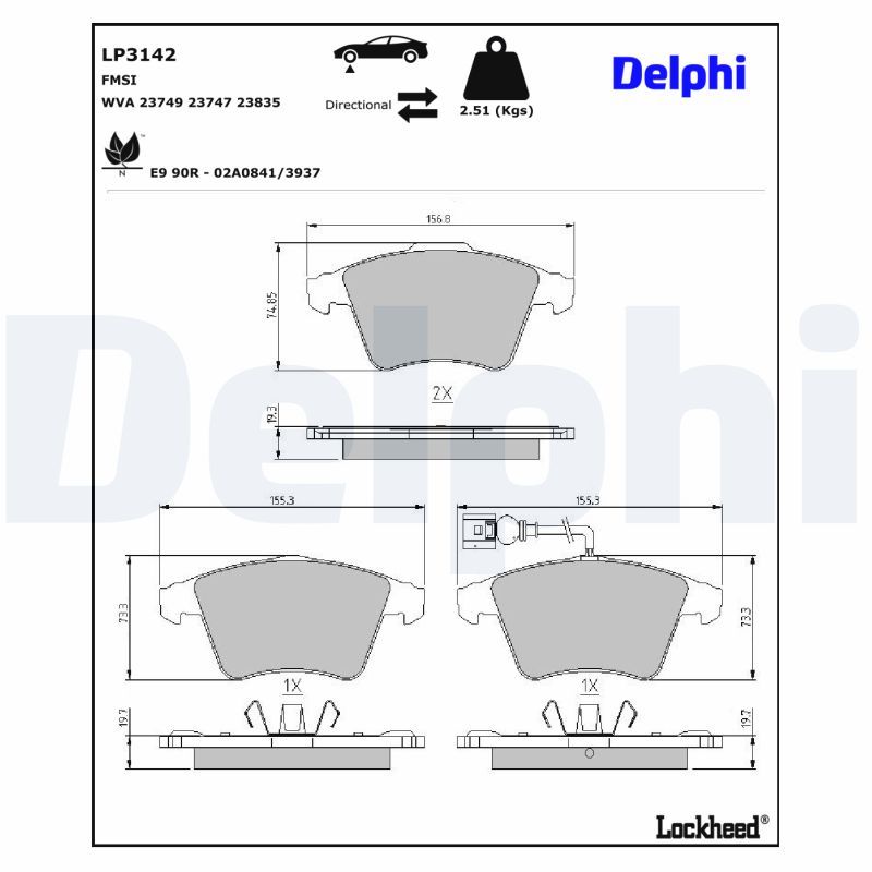 Komplet pločica, disk-kočnica DELPHI LP3142