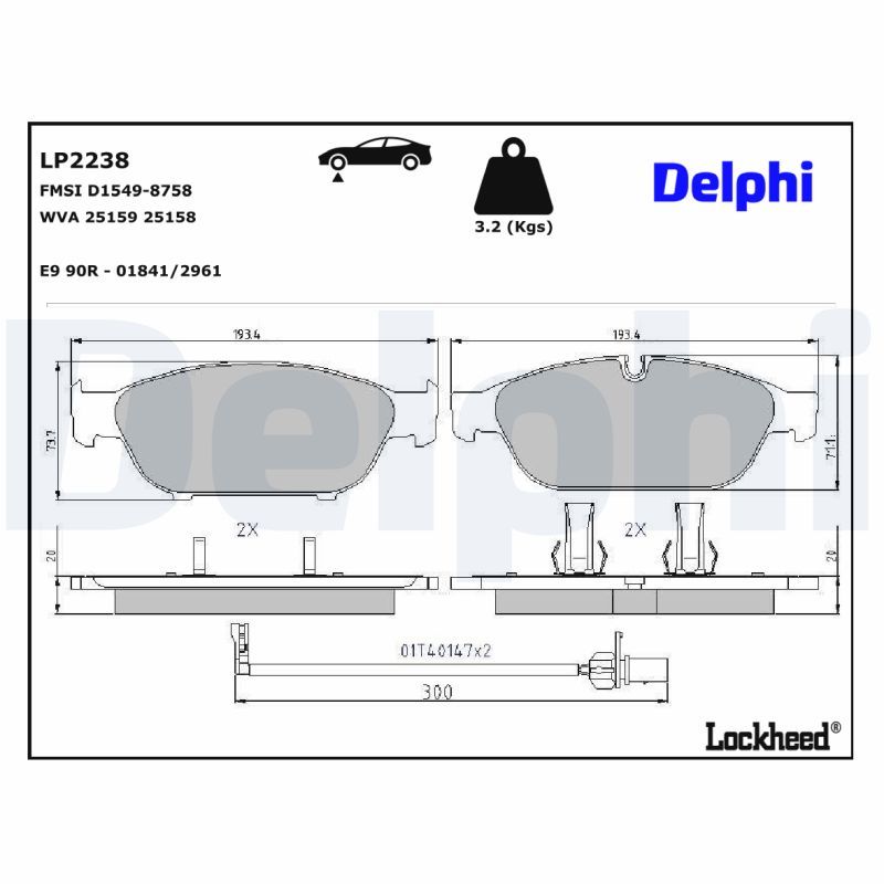 Komplet pločica, disk-kočnica DELPHI LP2238
