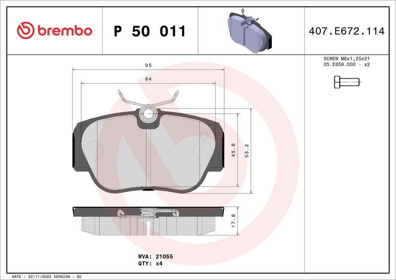 Komplet pločica, disk-kočnica BREMBO P 50 011