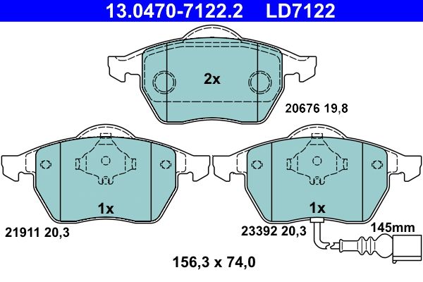 Komplet pločica, disk-kočnica ATE 13.0470-7122.2