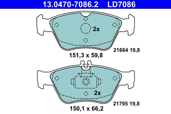 Komplet pločica, disk-kočnica ATE 13.0470-7086.2