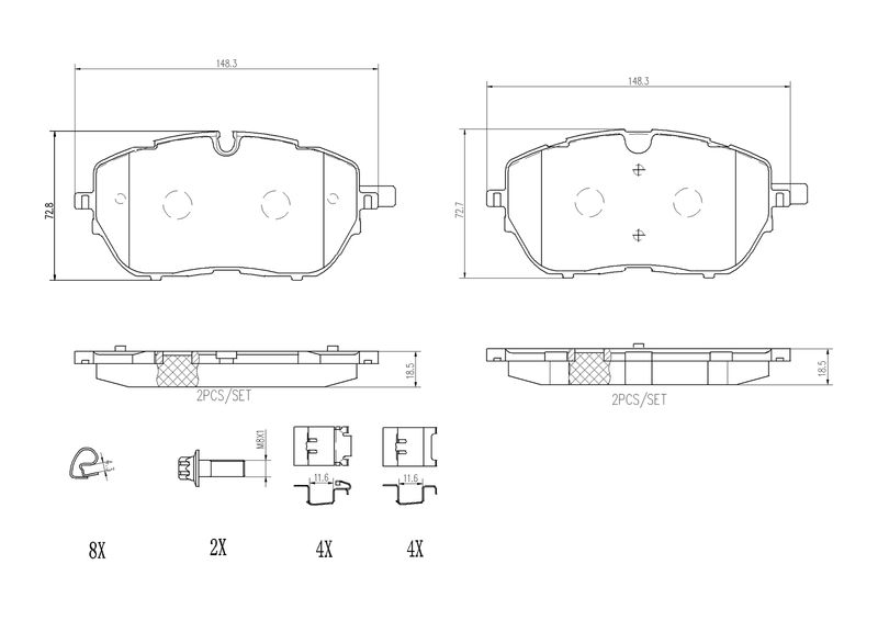 Komplet pločica, disk-kočnica BREMBO P 61 128