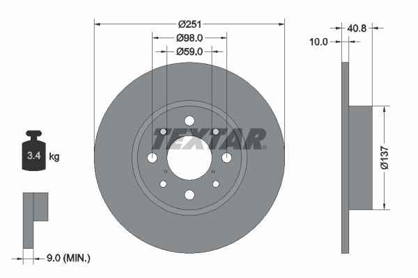Kočioni disk TEXTAR 92202303