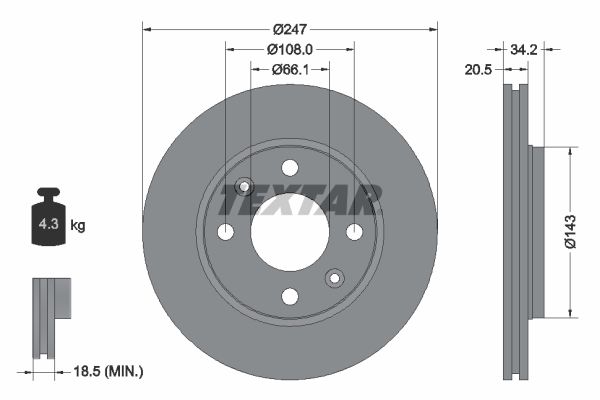 Kočioni disk TEXTAR 92043103