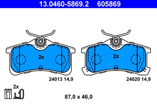 Komplet pločica, disk-kočnica ATE 13.0460-5869.2