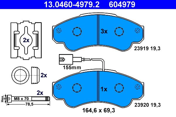 Komplet pločica, disk-kočnica ATE 13.0460-4979.2