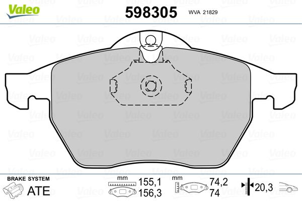 Komplet pločica, disk-kočnica VALEO 598305