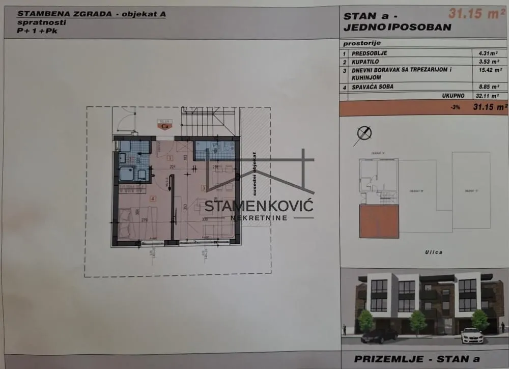 Prodaja, jednosoban stan, 31m², Adice, Novi Sad Sve Podlokacije