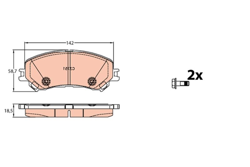 Komplet pločica, disk-kočnica TRW GDB2152
