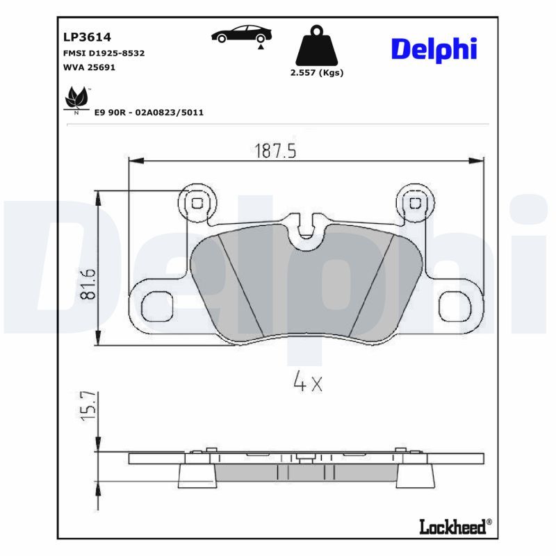 Komplet pločica, disk-kočnica DELPHI LP3614