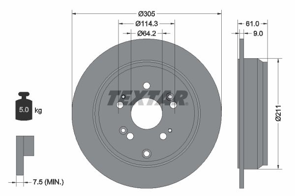 Kočioni disk TEXTAR 92162503