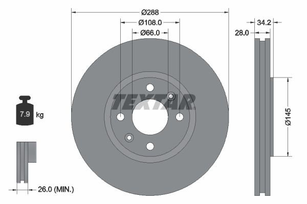 Kočioni disk TEXTAR 92107800