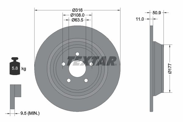 Kočioni disk TEXTAR 92292503