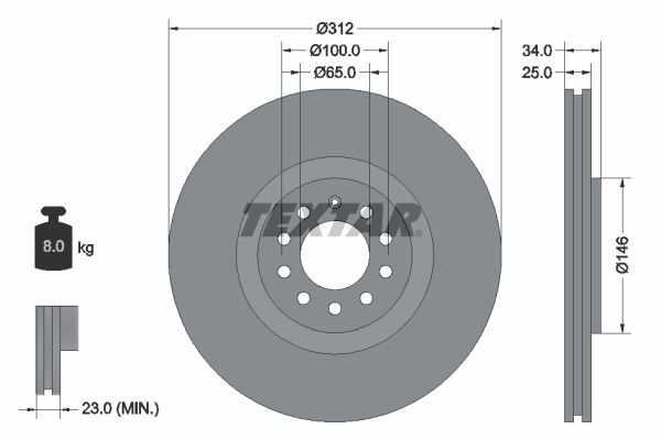 Kočioni disk TEXTAR 92098505