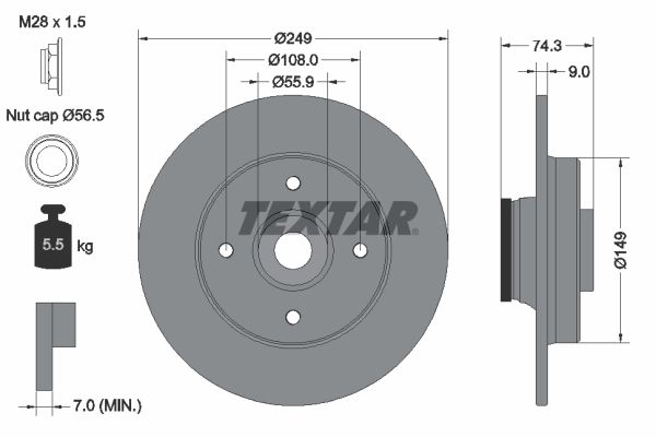 Kočioni disk TEXTAR 92194103