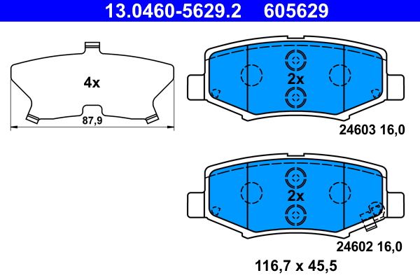 Komplet pločica, disk-kočnica ATE 13.0460-5629.2