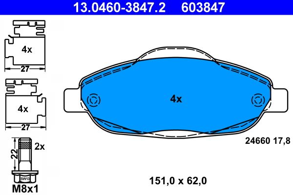 Komplet pločica, disk-kočnica ATE 13.0460-3847.2