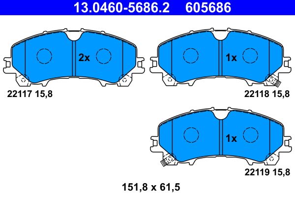 Komplet pločica, disk-kočnica ATE 13.0460-5686.2